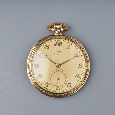 POCKET WATCH, Eterna, chronometer, 45 mm, 14K gold. Clocks & Watches ...