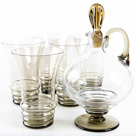 SIMON GATE. Glassware parts, 6 pcs., Orrefors, Sandviks Glasbruk. Glass ...