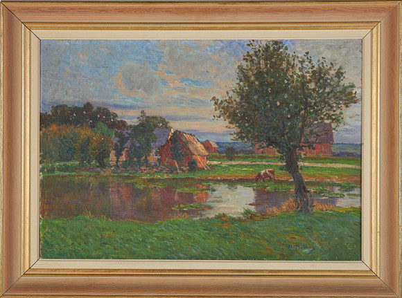 ANTON GENBERG. Ruralt landskap, olja på duk, signerad. Konst - Måleri ...