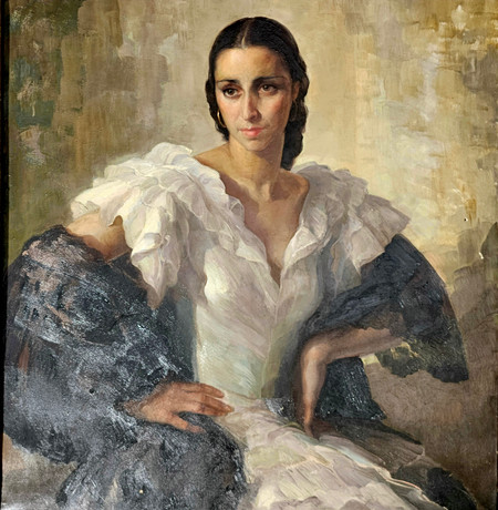 JULIO MOISÉS. JULY MOISES, OIL ON CANVAS, FEMALE PORTRAIT, 20TH CENTURY ...