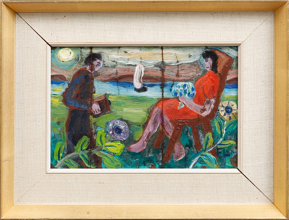 FRANS LARSSON. Olja på papper, speleman, monogramsignerad. Konst - Måleri - Auctionet