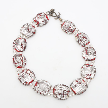 COLLIER, glas med silverfoliering, etui märkt Giovanni Valt Venezia ...