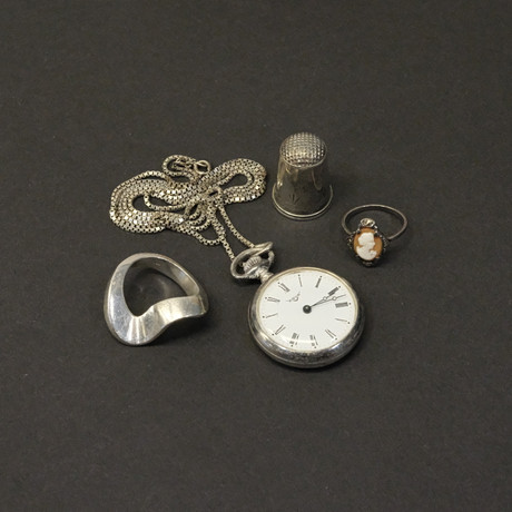 SILVER OBJECTS, BL. A. POCKET WATCH, FOUR PARTS. Silver & Metals ...