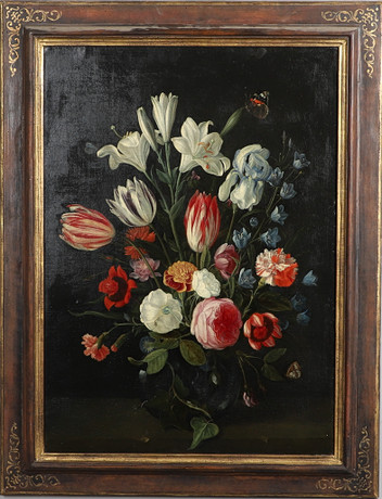 JAN VAN KESSEL THE ELDER (1626-1679). STILL LIFE OF A BOWL OF FLOWERS ...