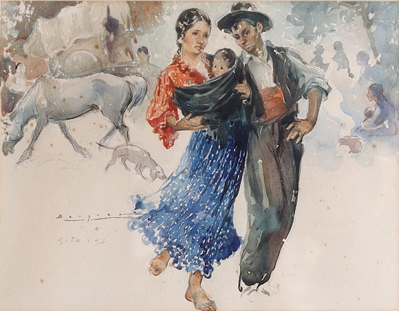 CARLOS BÉCQUER. ”Zigenare”. Konst - Teckningar - Auctionet