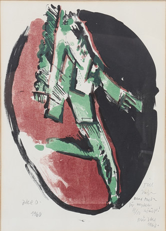 ACKE OLDENBURG (1923-2005). Color lithograph, composition, signed Acke ...