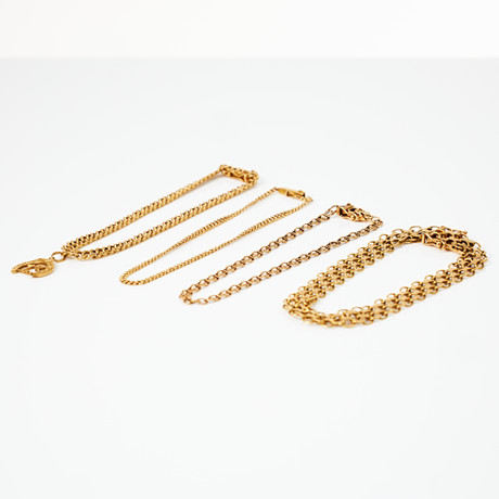 ARMBAND, 4 st., manglad pansar-, Bismarck samt x-länk, 18 k guld, en ...