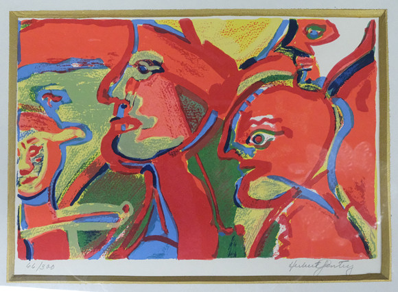 HERBERT GENTRY. COLOR LITHOGRAPHY, FIGURE COMPOSITION, SIGNED, 22X33CM ...