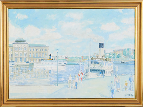 HANS-ERIK ERIKSSON (1921-1997). "View of the stream fr. Gustav II Statue", oil on canvas, signed ...