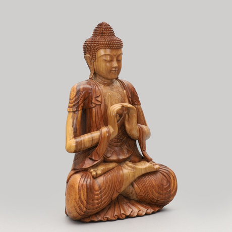 SKULPTUR, trä, Buddha, modern. Konst - Skulptur - Auctionet