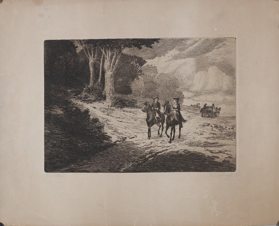EMIL ÅBERG. 3 pcs, "Rococo Gripsholm", "A horse ride", etchings, signed ...