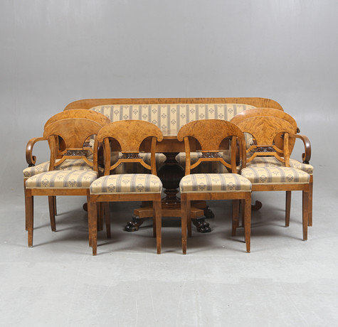 SALON GROUP, 8 parts, Karl Johan style, circa 1900. Furniture - Sofas ...