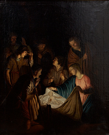 GERRIT VAN HONTHORST. Nach. Anbetung der Hirten. Kunst & Gemälde - Gemälde - Auctionet