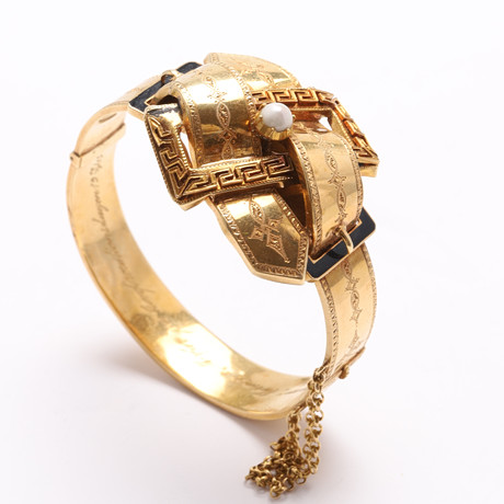 GUSTAF DAHLGREN. BRACELET, rigid, 18k gold, with cultured pearl. Malmö, 1866. Weight approx. 23. ...