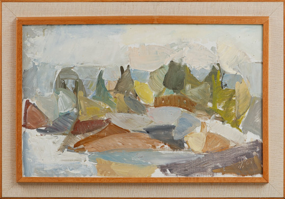 ORVAR PALM. Composition, oil on canvas, signed. Art - Paintings - Auctionet