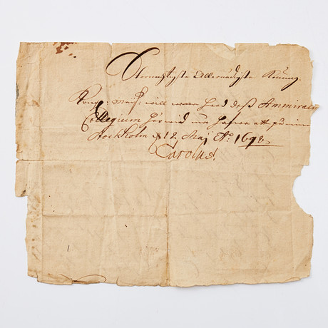 KARL XII - NAMNTECKNING, 1698, PÅ DEL AV DOKUMENT. Böcker, Kartor ...