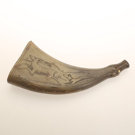 KRUTHORN, ristat jaktmotiv. Vapen & Militaria - Övrig militaria - Auctionet