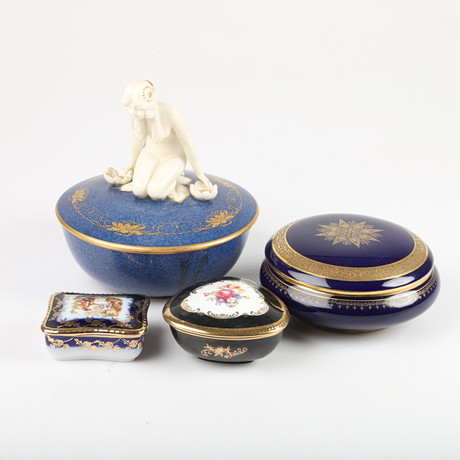 LOCATION BOXES, 4 pieces, porcelain, incl. a Limoges, France and Royal ...