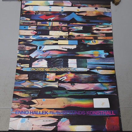 ENNO HALLEK. Póster de exposición, impresión offset, Lunds Konsthall ...