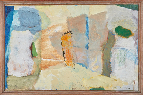 CLAES LEVANDER (född 1957). Komposition, olja på duk, även a tergo med ...