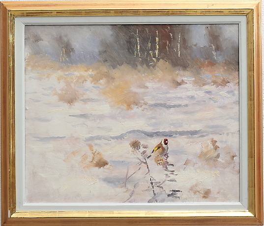 LINDORM LILJEFORS. Jilguero. Óleo sobre Tabla, sin firmar, con ...