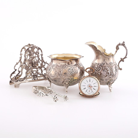 SILVER OBJECTS, 5 pcs, total weight 314 grams. Silver & Metals - Silver ...