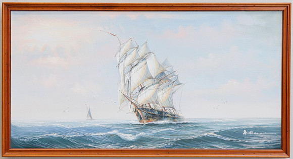 JOHN AMBROSE. Ship, oil on canvas, signed. Art - Paintings - Auctionet