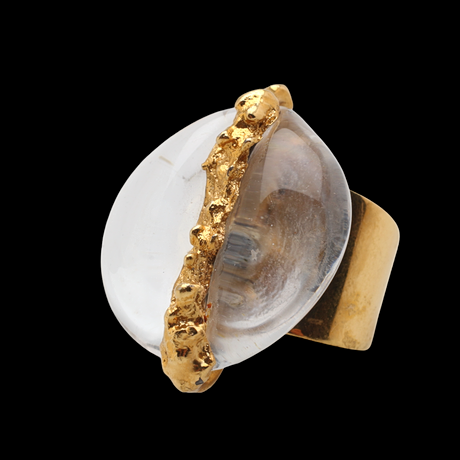 JACOB HULL. Ring, guldpläterad, med glassten, Danmark, totalvikt gram ...