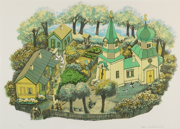 ILON WIKLAND. color lithograph, "My Home in Haapsalu", signed and ...