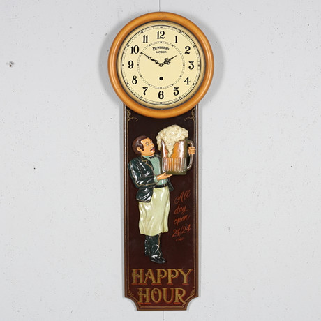 WALL CLOCK, wood/artificial pulp, "Happy Hour", contemporary. Clocks ...