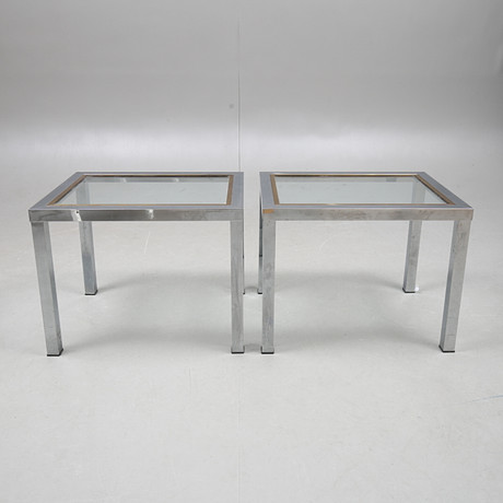BEDSIDE TABLE/SIDE TABLE, a pair, chrome/yellow metal, Englesson, 2000s ...