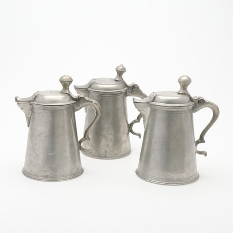 ANTIKA LUNDENSISKA STOP, 3 ST, TENN. Silver & Metall - Tenn, Mässing ...