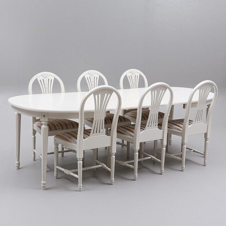 MATGRUPP, 7 delar, gustaviansk stil, "Axet", 2000-tal. Möbler ...