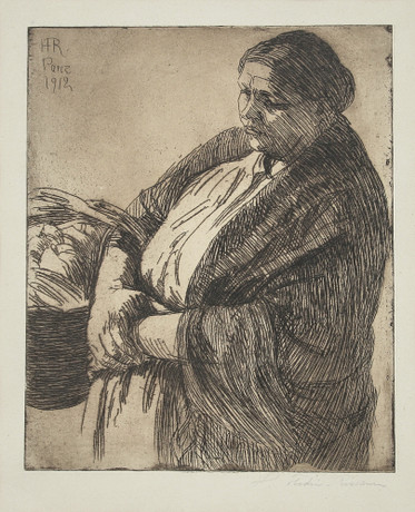 HILDA FLODIN (Finland, Helsingfors 1877-1958). Kvinna med korg ...