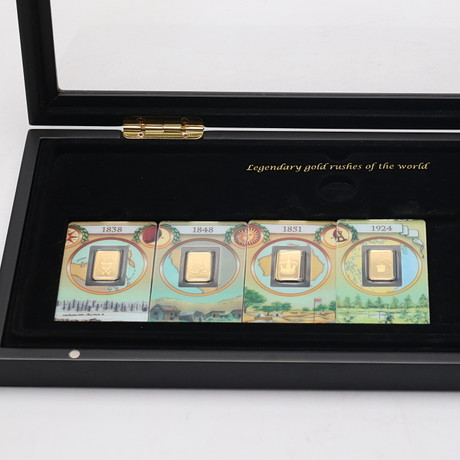 GOLD BARS, 4 pcs, "Legendary gold rushes of the world", Pamp Suisse ...