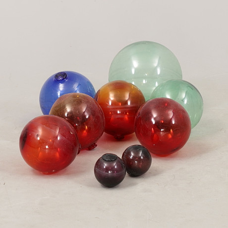 GLASKULOR/FLÖTEN, 9 st, glas, 1900-talets mitt. Glas - Konstglas ...