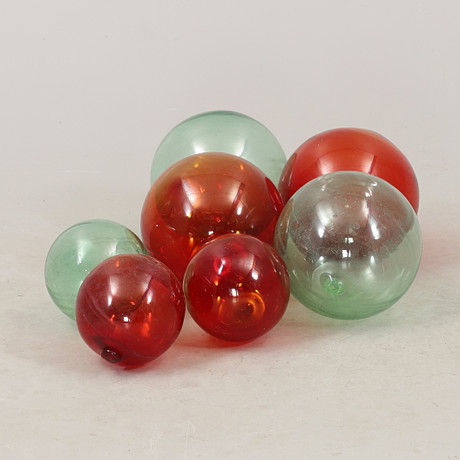 GLASKULOR/FLÖTEN, 7 st, glas, 1900-talets mitt. Glas - Konstglas ...