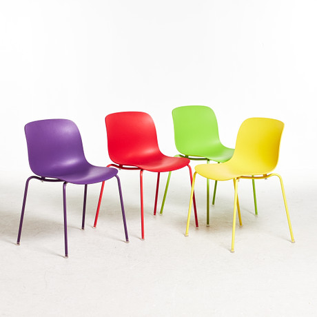 MARCEL WANDERS. "Troy", 4, chairs, for Magis, seat and back in red ...