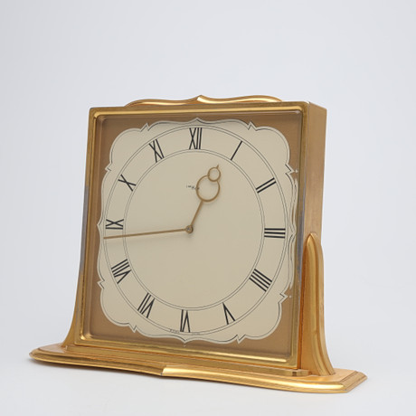 TABLE CLOCK, brass, IMHOF, Switzerland, manual commission, 1950s ...