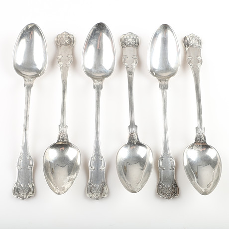 TESKEDAR, 6 stycken, silver, L.D, 1881. Silver & Metall - Silver ...