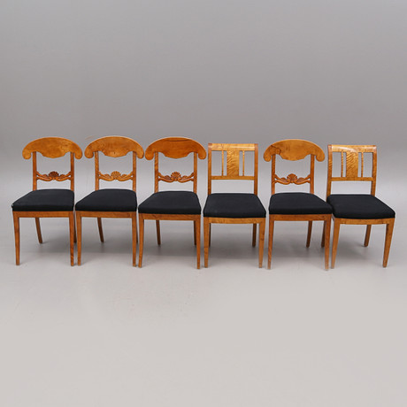 STOLAR, 6 st, olika sorter, Karl Johan, 1800-tal. Möbler - Fåtöljer ...