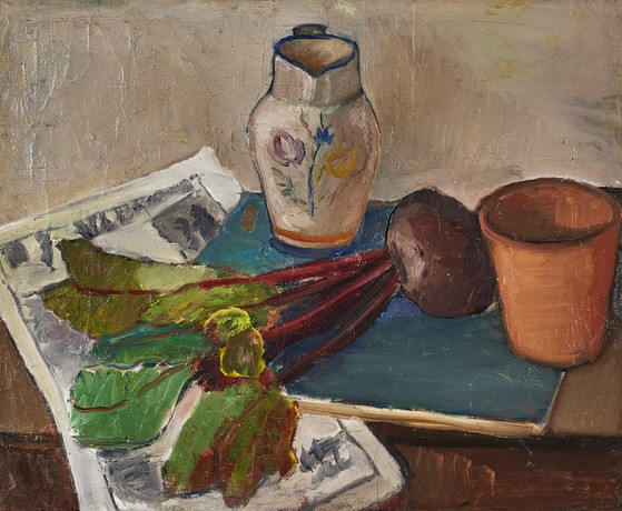 IVAN IVARSON. Still life with pot and newspaper. Art - Paintings ...