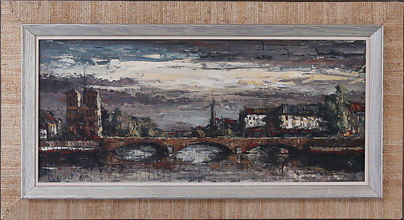 LEON CORBEAU. Bridge at dusk, oil on Board, signed. Art - Paintings ...