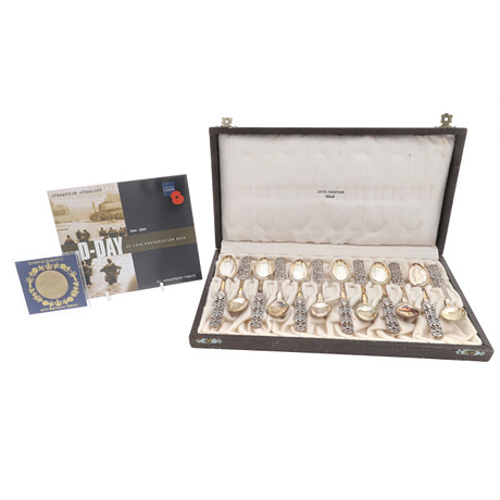 A CASED SET OF TWELVE 830 MARK NORWEGIAN SILVER TEASPOONS, EARLY TO MID ...