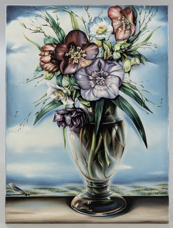 ELENA TARASENKO (GEB. 1981). Stilleben med trollslända. Konst - Måleri ...