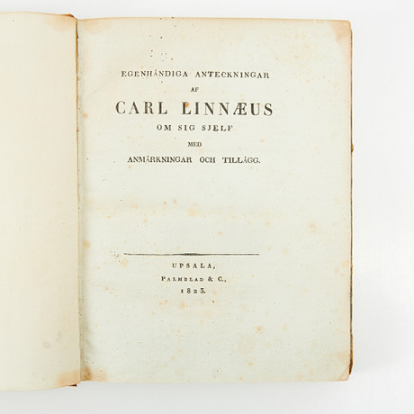 LINNÉ, Handwritten notes by Carl Linnaeus, 1823, provenance Fredrik ...