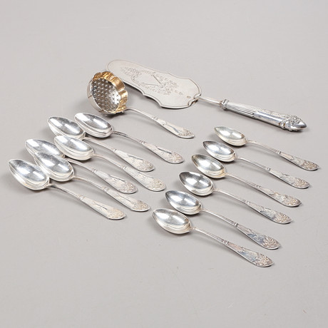 BESTICK, 14 delar, silver, "Empire", totalvikt 367 gram. Silver ...