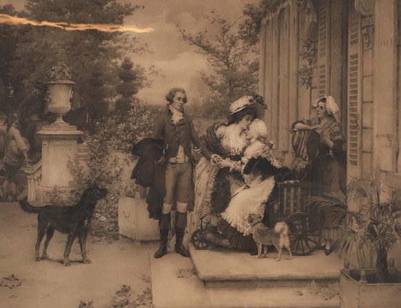 PIERRE OUTIN. Efter. "Departure for the honeymoon", tryck. Konst ...