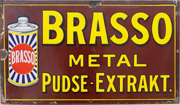 ENAMEL SIGN, "Brasso Metal Pudse-Extrakt", first half of the 20th ...