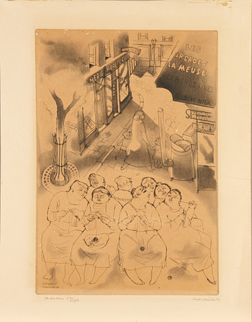 NILS MÖLLER (1917-2004) "THE MONTMARTRE BENCH", signed and dated -49 ...